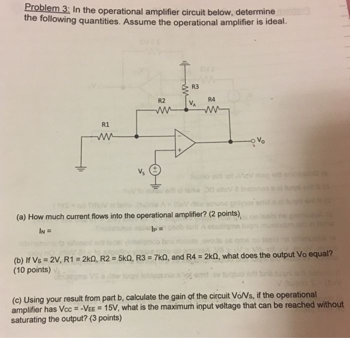 Solved Problem 3 In the operational amplifier circuit below, | Chegg.com