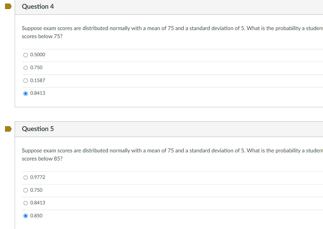 Solved Suppose exam scores are distributed normally with a | Chegg.com