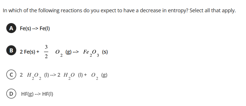 Solved In which of the following reactions do you expect to | Chegg.com