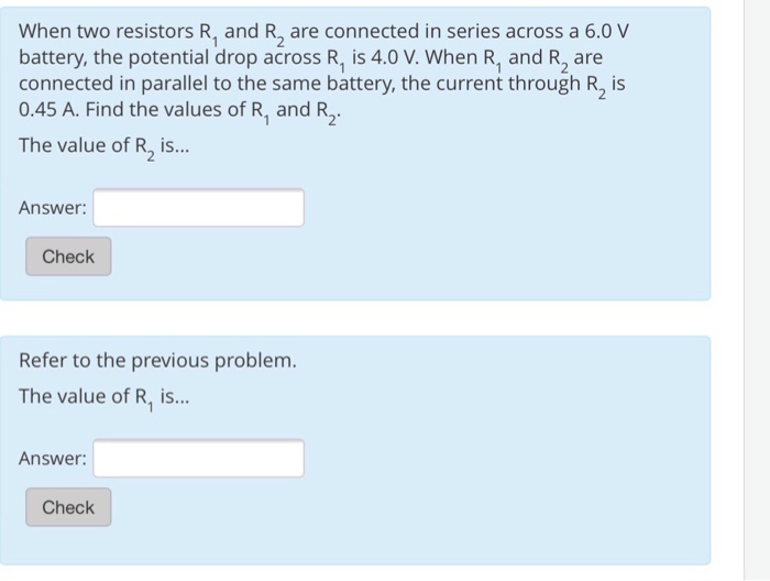 Solved When two resistors R, and R2 are connected in series | Chegg.com