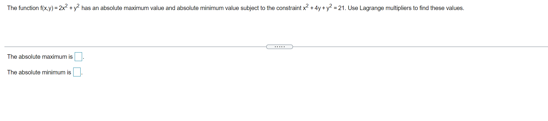 Solved The function f(x,y) = 2x2 + y2 has an absolute | Chegg.com