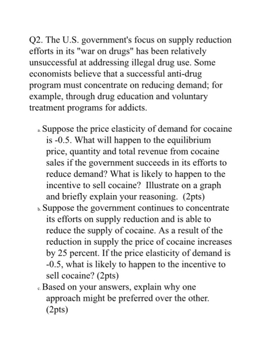 Solved Q2. The U.S. government's focus on supply reduction | Chegg.com