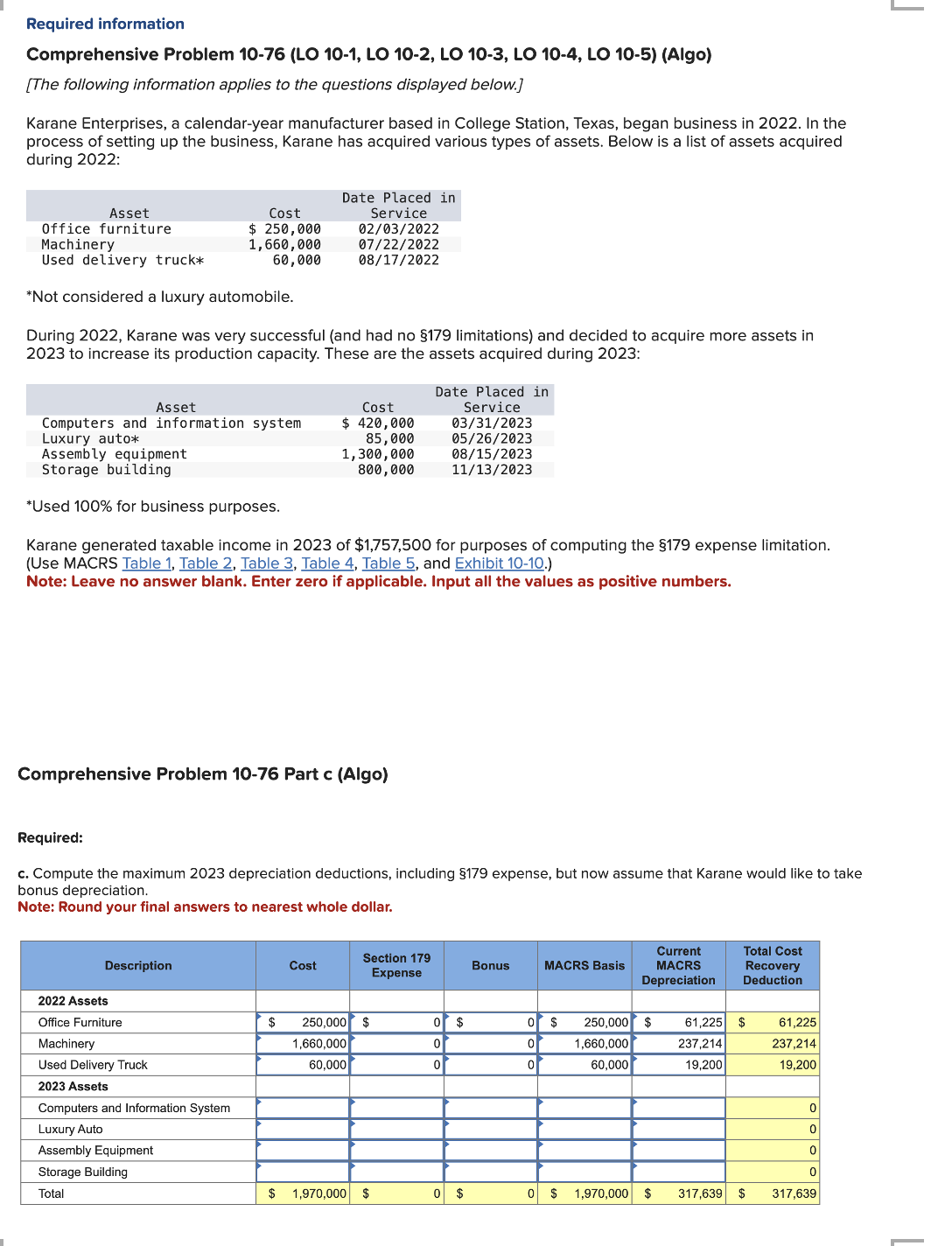 Solved Comprehensive Problem 10-76 (LO 10-1, ﻿LO 10-2, ﻿LO | Chegg.com
