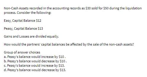 Solved Non-Cash Assets recorded in the accounting records as | Chegg.com
