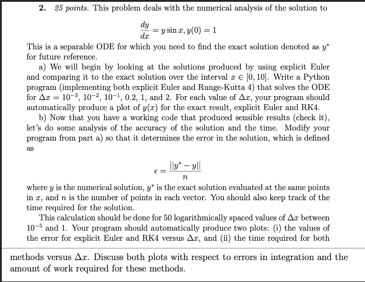 Solved 2. 25 points. This problem deals with the numerical | Chegg.com