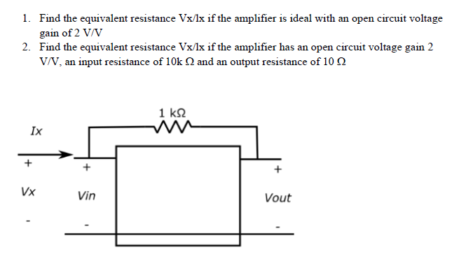 Solved 1. Find the equivalent resistance Vx/lx if the | Chegg.com