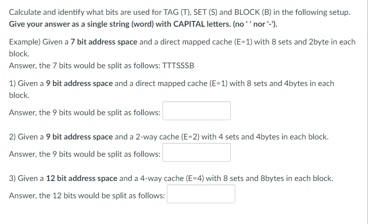 Solved Calculate and identify what bits are used for TAG | Chegg.com