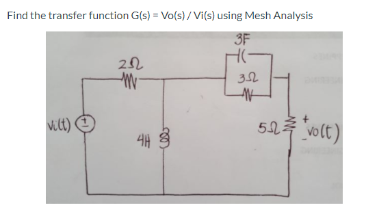 Solved Find the transfer function G(s) = Vo(s)/Vi(s) using | Chegg.com