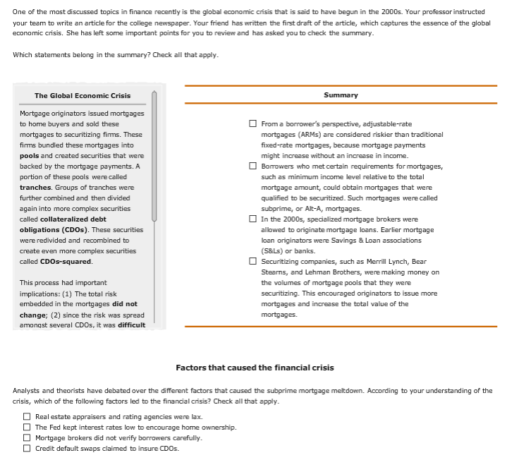Solved One of the most discussed topics in finance recenty | Chegg.com