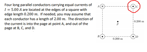 Solved Four long parallel conductors carrying equal currents | Chegg.com