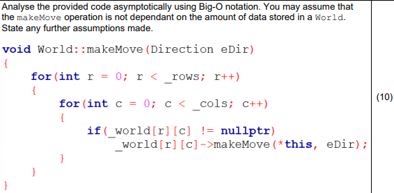 Solved Analyse the provided code asymptotically using Big-O | Chegg.com