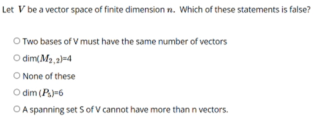 Solved Let V be a vector space of finite dimension n. Which | Chegg.com