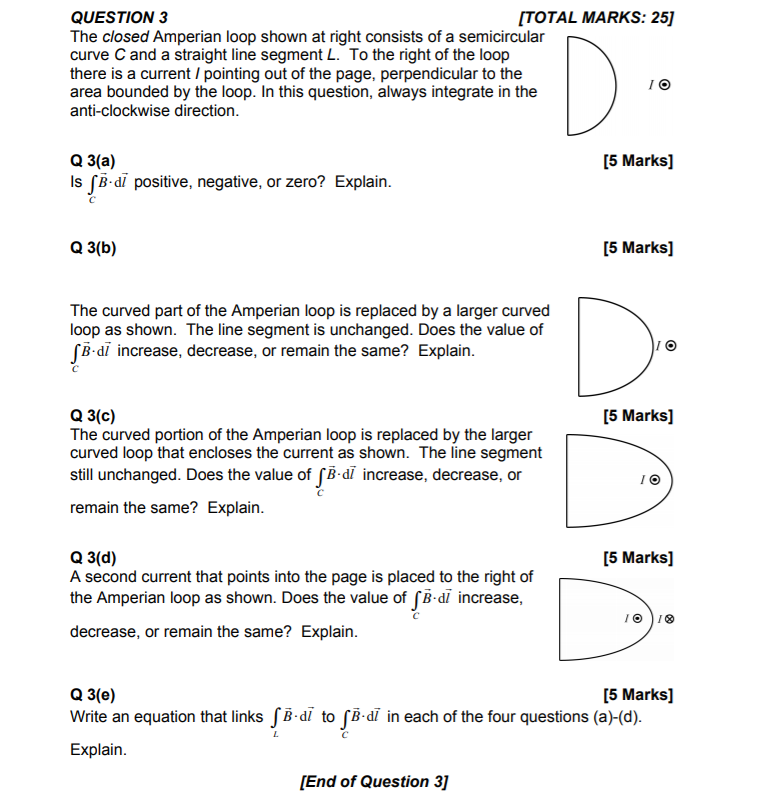Solved QUESTION 3 [TOTAL MARKS: 25] The closed Amperian loop | Chegg.com