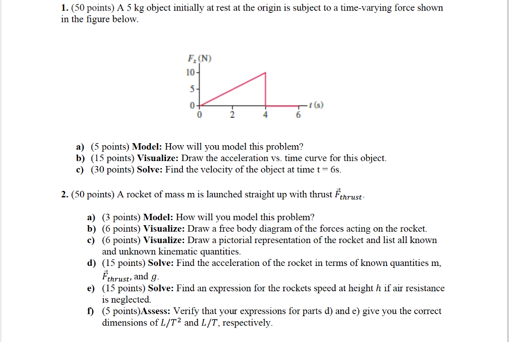 Solved 1 50 Points A 5 Kg Object Initially At Rest At The