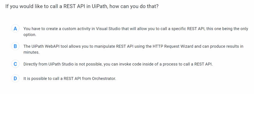 Solved If you would like to call a REST API in UiPath, how | Chegg.com
