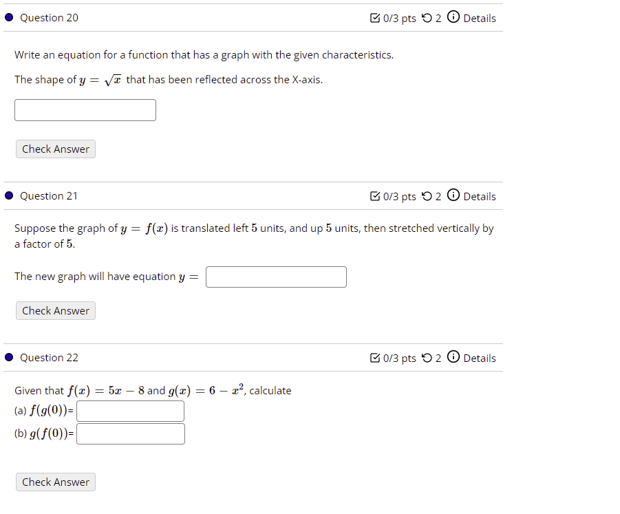 Question 20 0/3 pts 2 Details Write an equation for a | Chegg.com