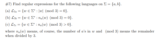 Solved #7) Find regular expressions for the following | Chegg.com