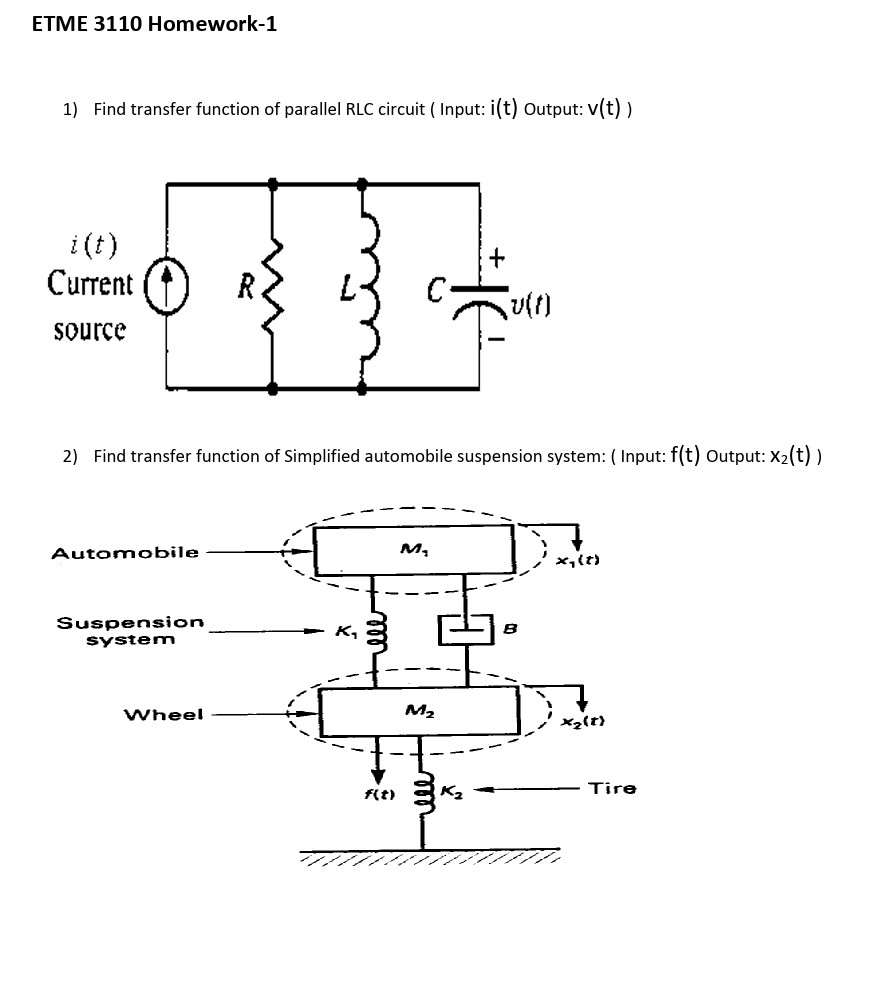 Solved ETME 3110 ﻿Homework-1Find transfer function of | Chegg.com