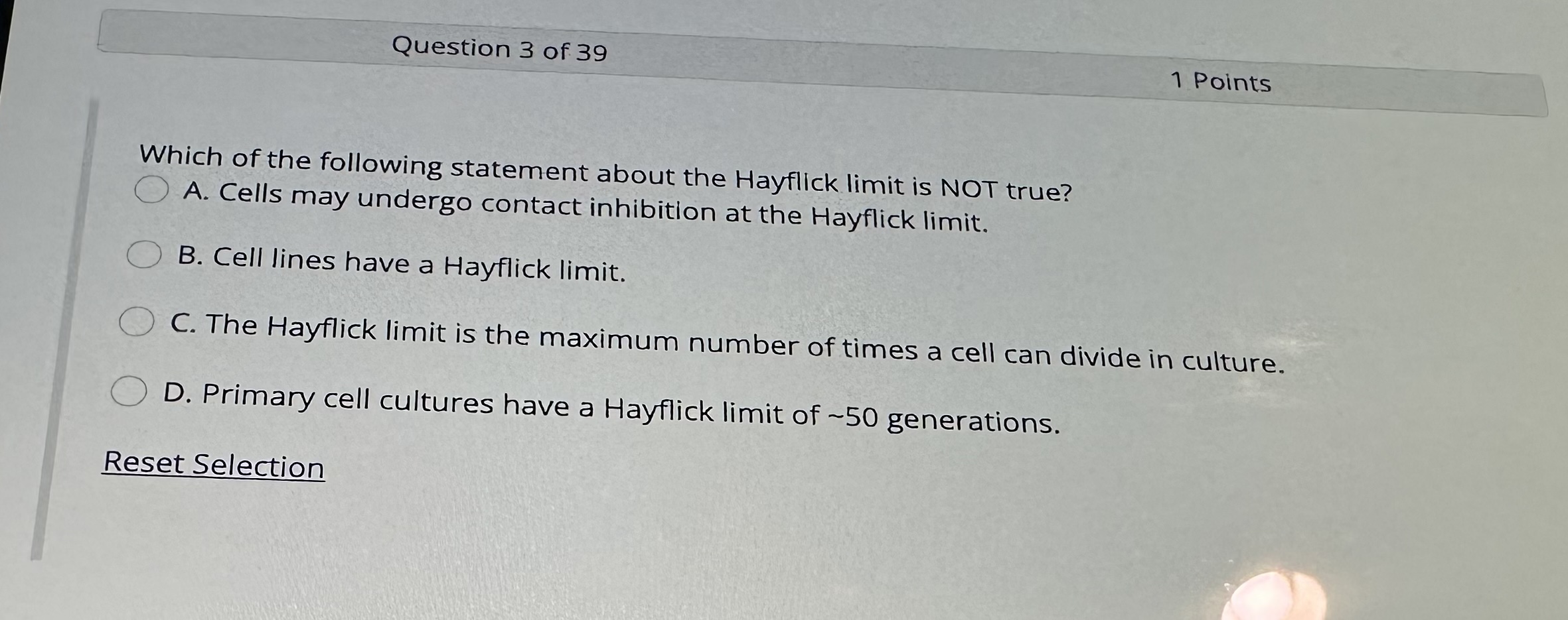Solved Which of the following statement about the Hayflick | Chegg.com