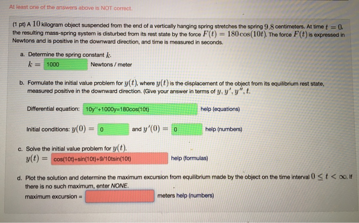 Solved A 10 Kilogram Object Suspended From The End Of A