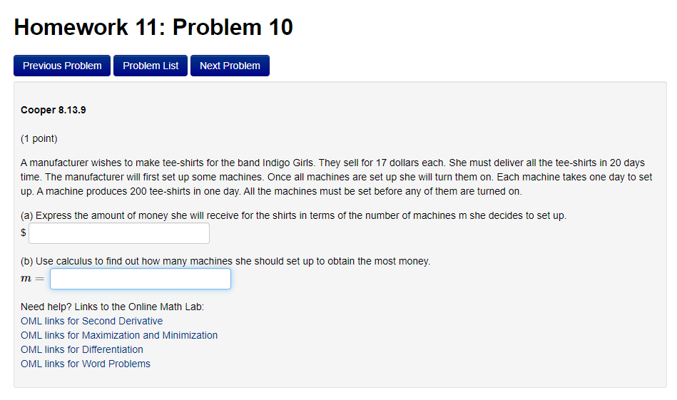 Solved Homework 11: Problem 10 Previous Problem Problem List | Chegg.com