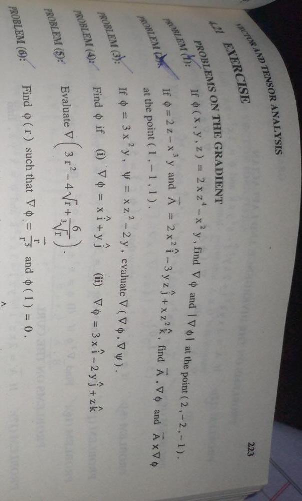 Solved 223 CTOR AND TENSOR ANALYSIS EXERCISE 22 PROBLEMS ON | Chegg.com