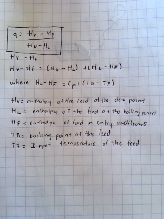 Solved where Hl-HF =Cpi(TB-TF) TBa boiling point of the fred | Chegg.com