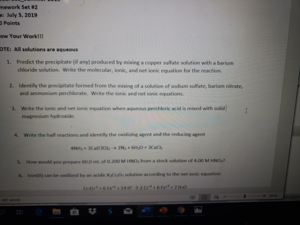 Solved mework Set #2 e: July 3, 2019 Points ow Your Work!!! | Chegg.com