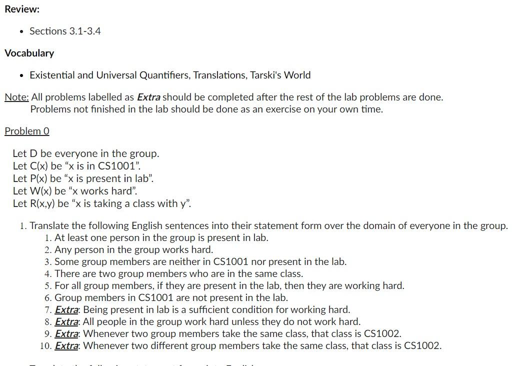 Solved 1. Translate the following English sentences into | Chegg.com