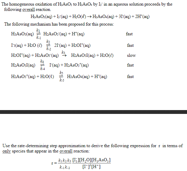 長 The homogeneous oxidation of H:AsO3 to H;AsO4 by Is | Chegg.com
