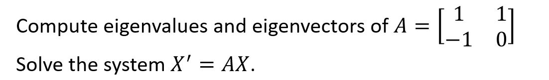 Solved Compute eigenvalues and eigenvectors of A = = [_1 ] | Chegg.com