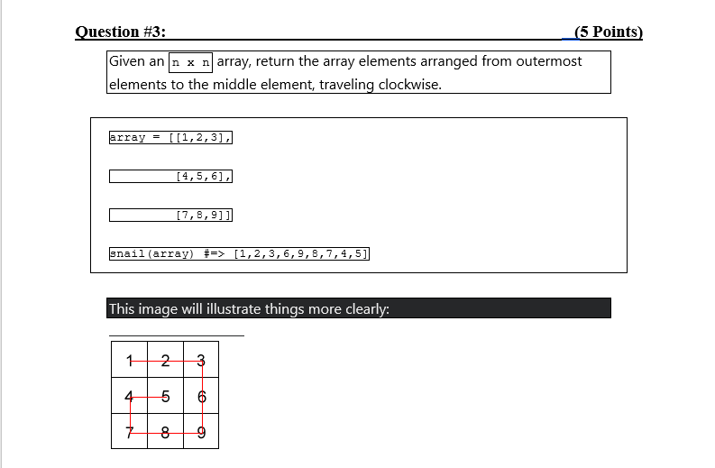 Solved Question 3 5 Points Given An N X N Array Return 
