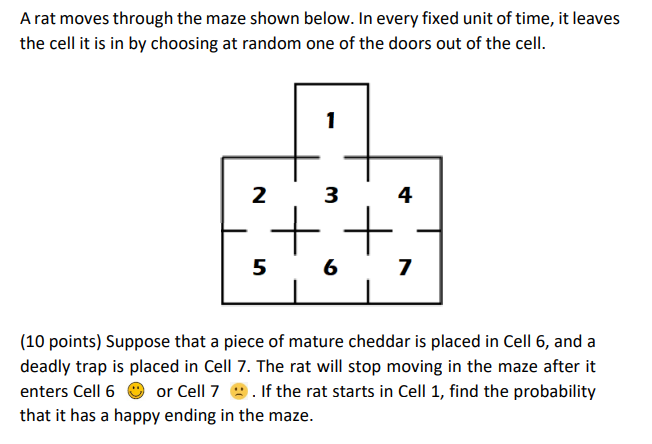 Solved A rat moves through the maze shown below. In every | Chegg.com