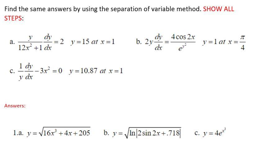 Solved Find the same answers by using the separation of | Chegg.com