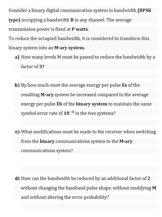 Consider a binary digital communication system in | Chegg.com
