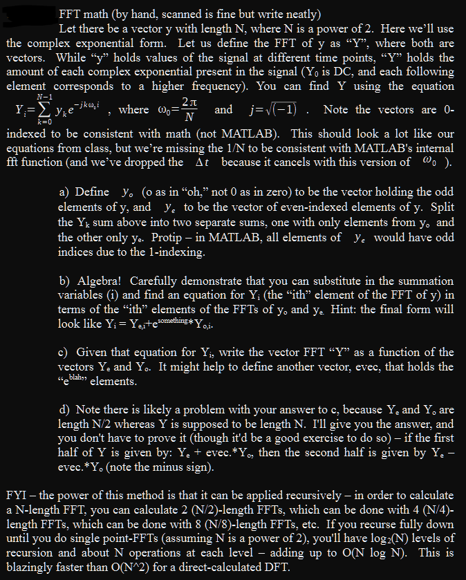Solved FFT math (by hand, scanned is fine but write neatly) | Chegg.com