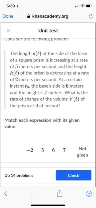 Solved 5:39 a khanacademy.org Unit test Consiaer tne | Chegg.com