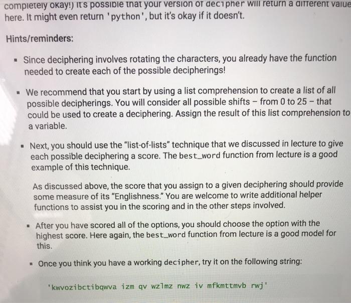 (Solved) : 2 Write Function Decipher S Takes Input Arbitrary String S ... (Solved) : 2 Write Function Decipher S Takes Input Arbitrary String S ...