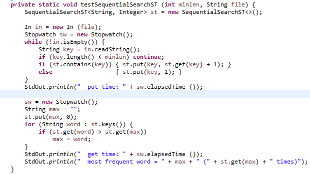 Solved private static void testSequentialSearchST (int | Chegg.com