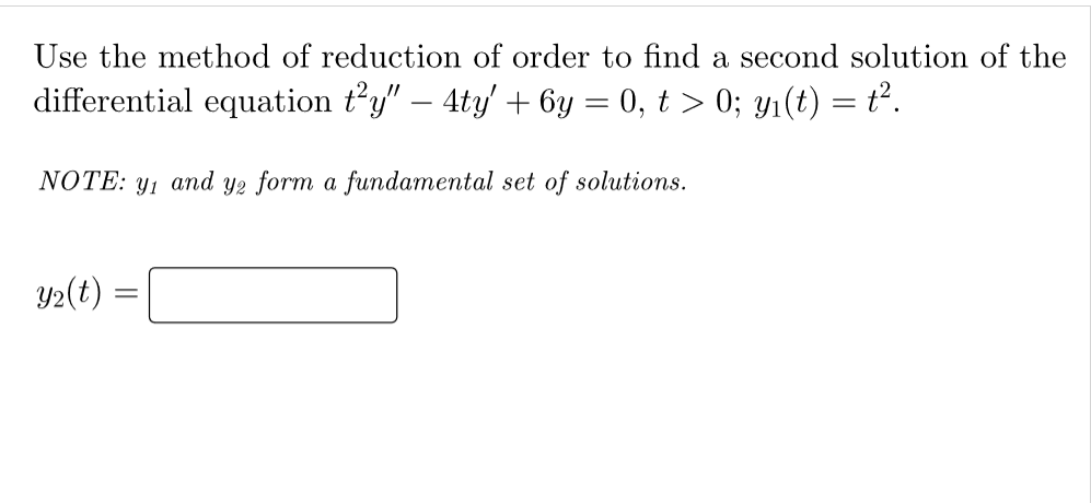 Solved Use the method of reduction of order to find a second | Chegg.com