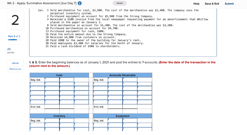 Solved Wk 2 - Apply: Summative Assessment (due Day 7] Saved | Chegg.com