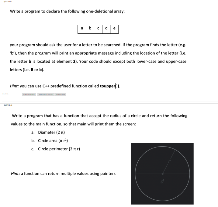 Solved QUISTONS Write a program to declare the following | Chegg.com