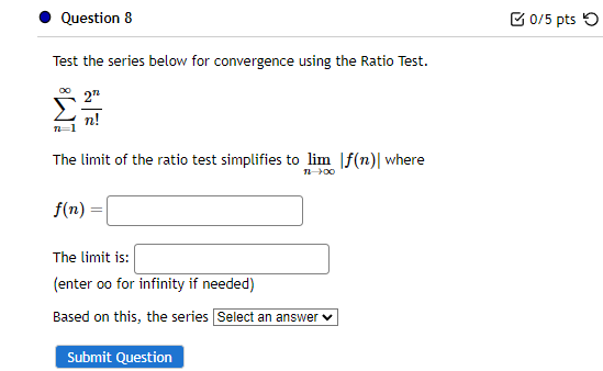 Solved Test the series below for convergence using the Ratio | Chegg.com