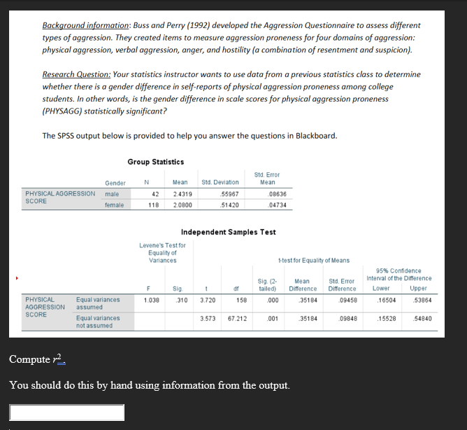 Solved Background information: Buss and Perry (1992) | Chegg.com