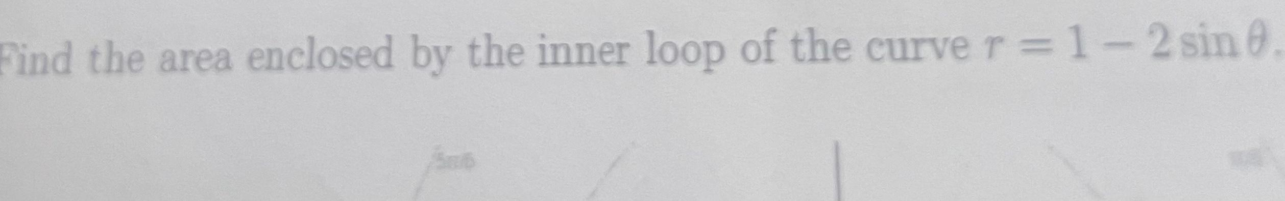 Solved Find the area enclosed by the inner loop of the curve | Chegg.com