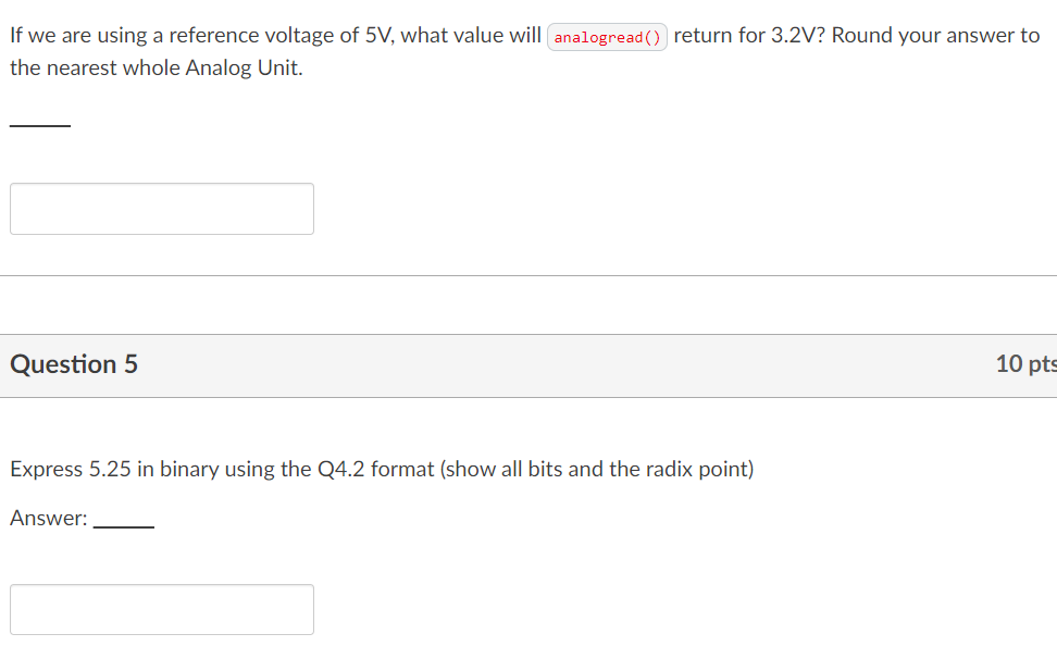 Solved If we are using a reference voltage of 5V, what value | Chegg.com