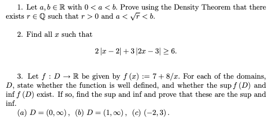 Solved 1. Let a, b e R with 0 0 and a
