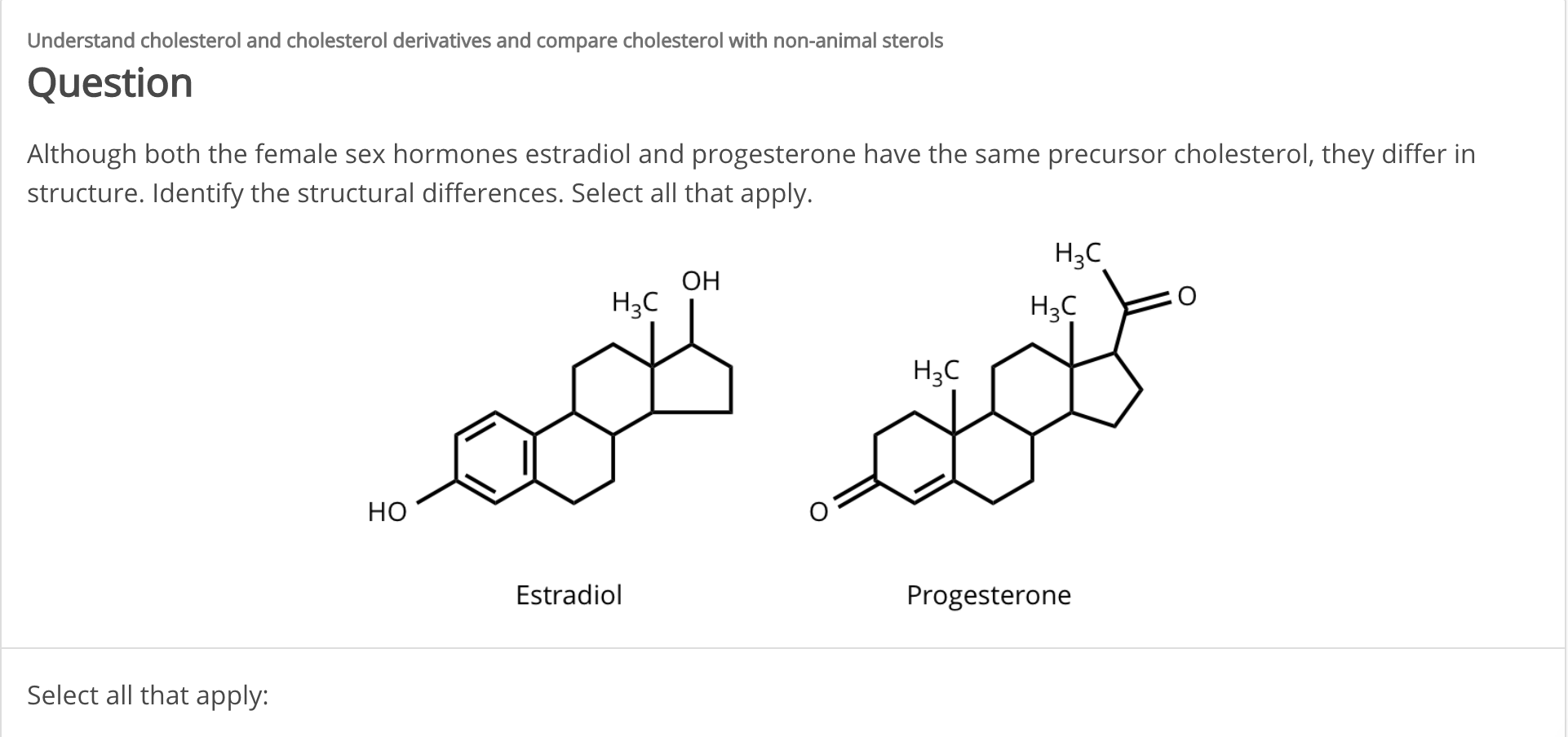 Solved Understand cholesterol and cholesterol derivatives | Chegg.com