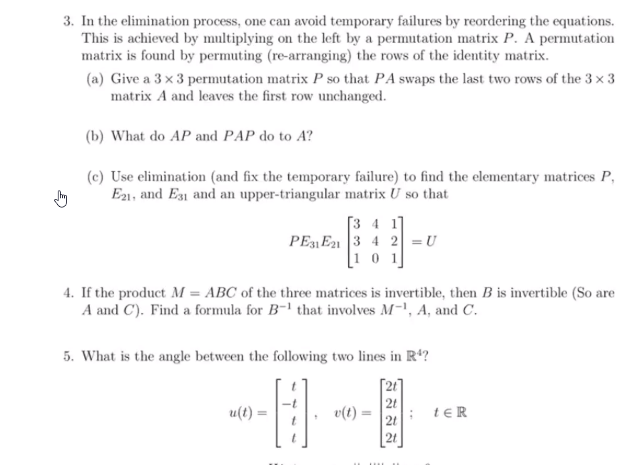 Solved 3. In the elimination process, one can avoid | Chegg.com