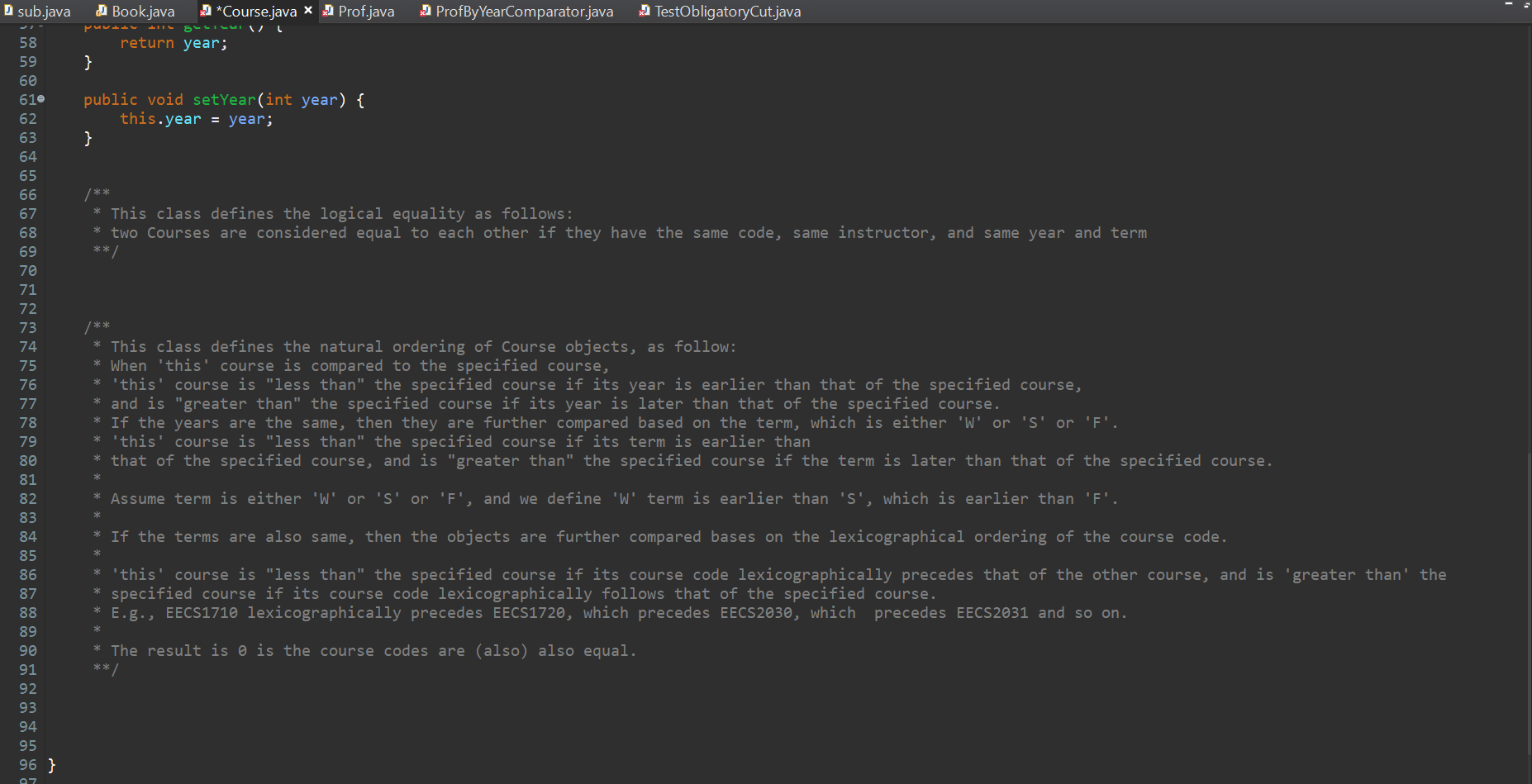 Specification When we define a Java class, we | Chegg.com